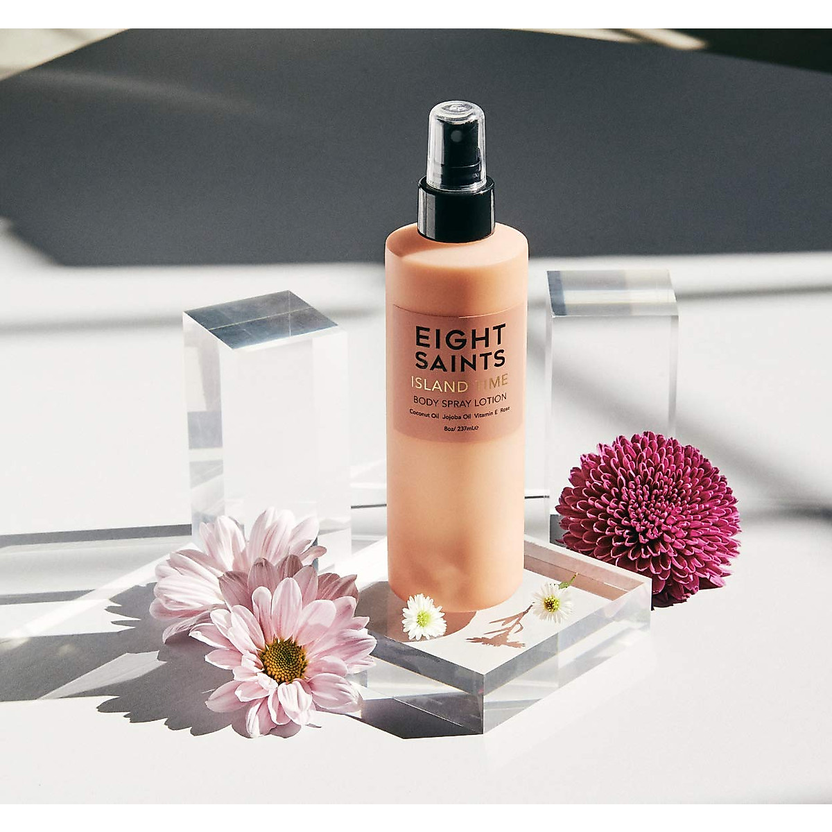 Eight Saints Island Time Body Spray Lotion, Natural and Organic Body Lotion for Dry Skin, Protects, Nourishes, and Hydrates, Coconut Scent, 8 Ounces