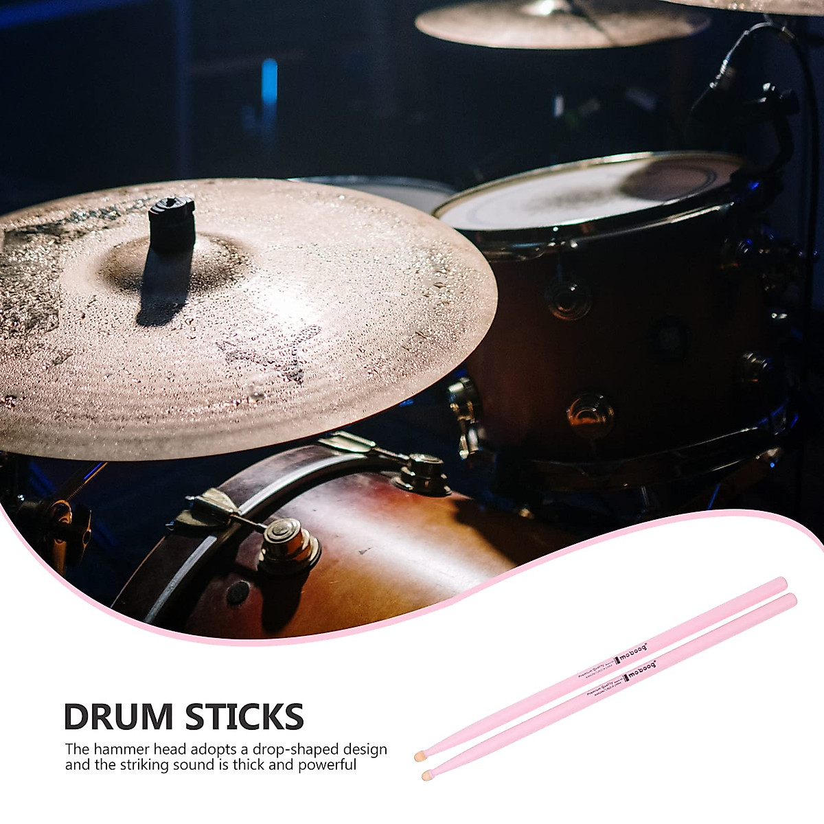 MILISTEN 2 Pairs Pink Maple Percussion Drum Sticks Maple Wood Drumsticks Non Slip Drum Sticks Wood Tip Maplewood Drumstick for Kids Students and Adults