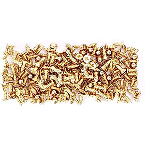 Small Household Screw, Linwood Phillips Flat Head Wood Screw [DIY Screw] for Kitchen/Office Decoration, Boxes/Pictures Decorative Accessories, ＃3 Screw, 200pcs (2×6mm/0.07×0.23in, Gold)