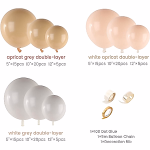 Fonder Mols Nude Balloon Garland Kit, 124pcs Double Stuffed Cream Peach Nude Balloons for For Gender Reveal Party, Birthday Party, Baby Shower, Bridal Shower, Girls' Party Decorations