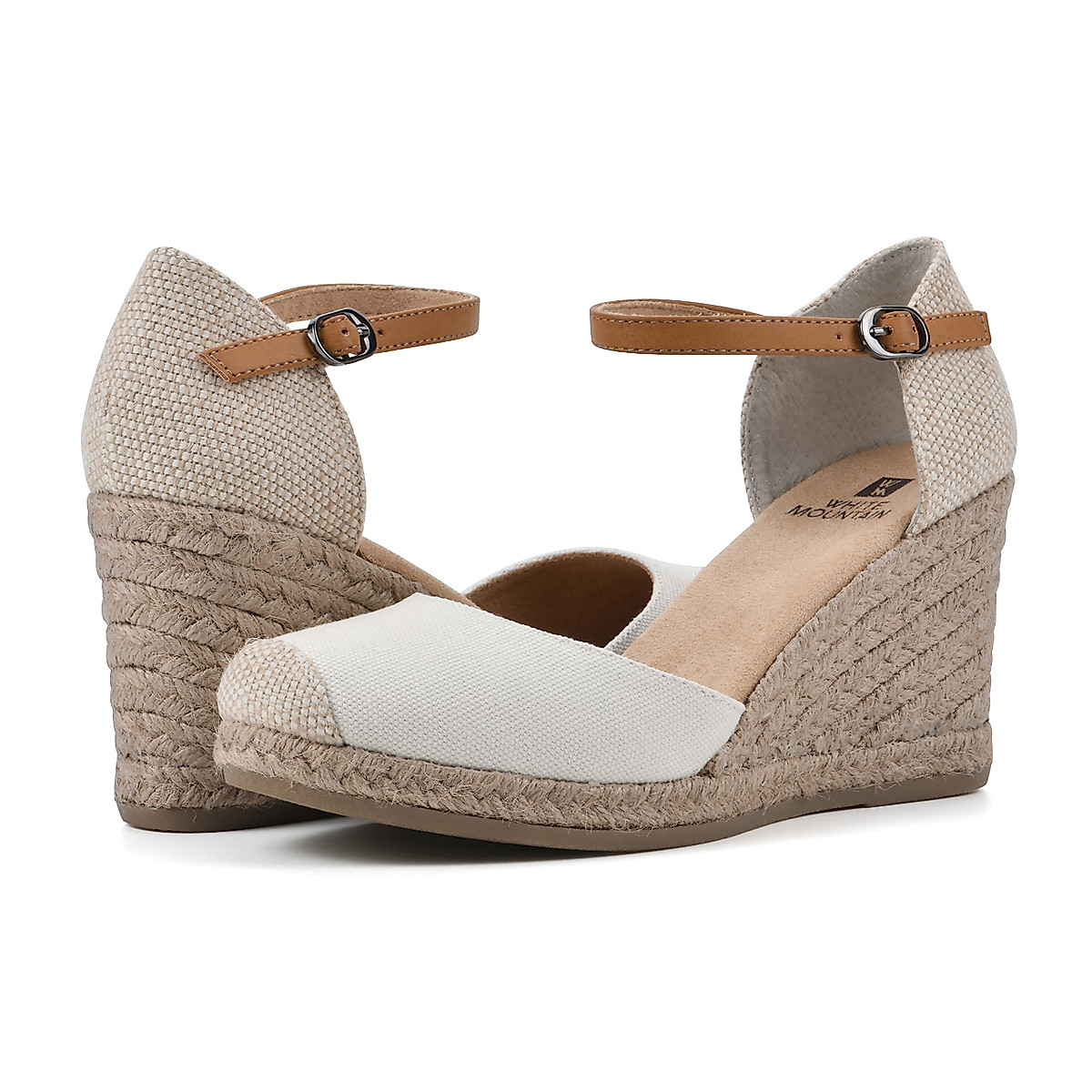 WHITE MOUNTAIN Women's Mamba Espadrille Wedge Sandal, Natural/Fabric, 10 M