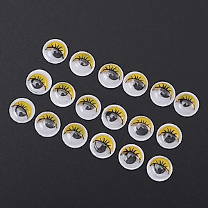 TEHAUX 100pcs Animal Lash Accessories Mini Doll Eyeballs Wiggle Craft Stickers Eyes Yellow DIY Eyes DIY Animal Eyes Self Made Wiggle Eyes with Eyelashes DIY Cartoon Eyes