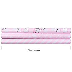 RUSPEPA Wrapping Paper Rolls for Baby Shower, Birthday- 17 inches x 10 feet per Roll, Total of 3 Rolls, Baby Girl