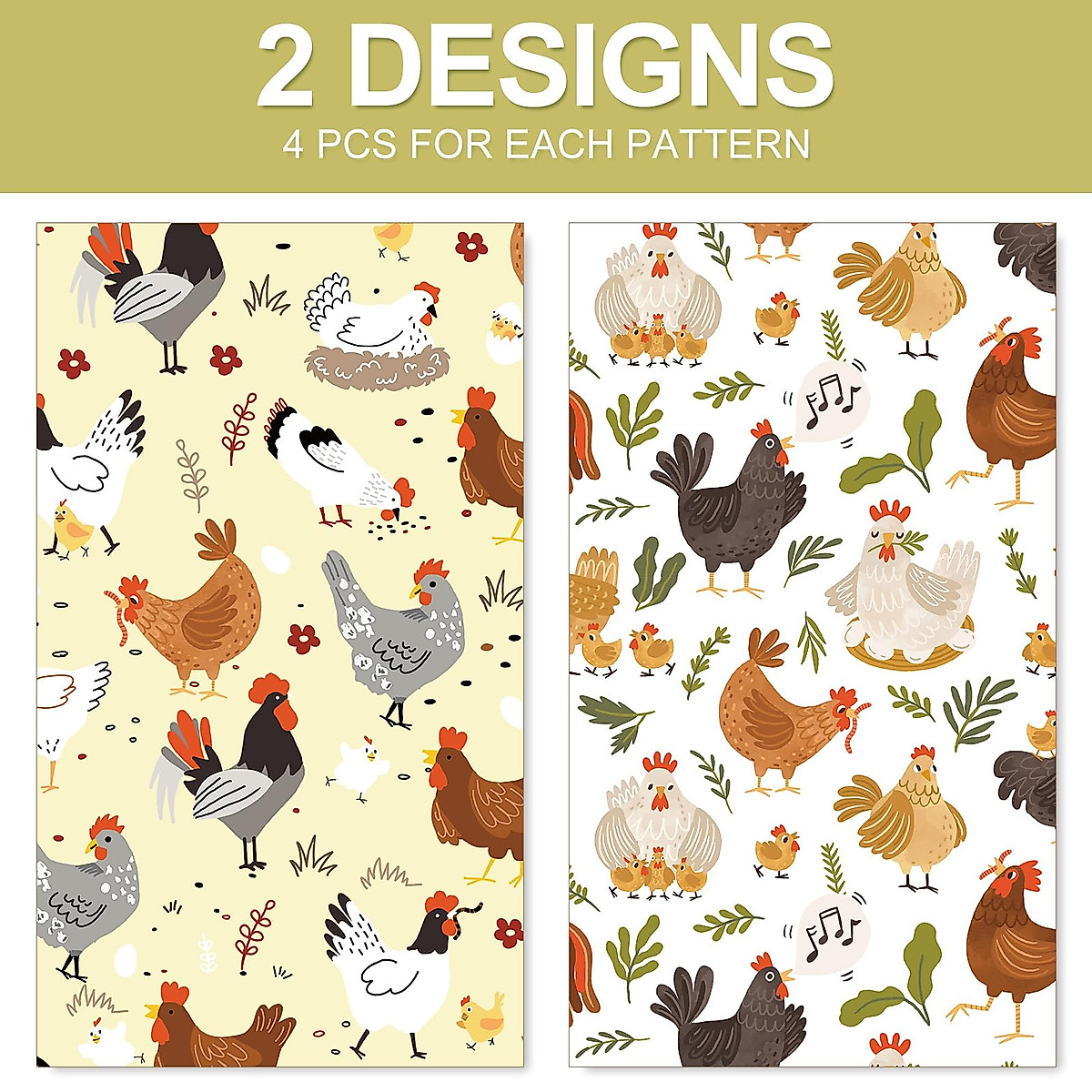 JarThenaAMCS 8 Sheet Farm Animal Wrapping Paper -Not Roll- Chicken Gift Wrap Paper Folded Flat Art Paper for DIY Crafts Baby Shower Birthday Party Supplies, 19.7 x 27.6 Inch