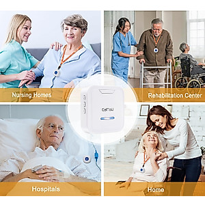 CallToU Caregiver Pager Call Button System 500FT, Nurse Alert System Call Bell for Home/Elderly/Patients/Disabled with 2 Plug-in Receivers 2 SOS Waterproof Transmitters/Buttons