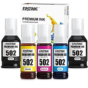 Fastink Compatible T502 502 Refill Ink Bottle Kit for ET-2760 ET-2750 ET-3750 ET-4760 ET-4750 ET-3760 ET-15000 ET-3710 ET-3700 ET-2700 ST-2000 ST-3000 ET-2803 Printer, 5-Bottle