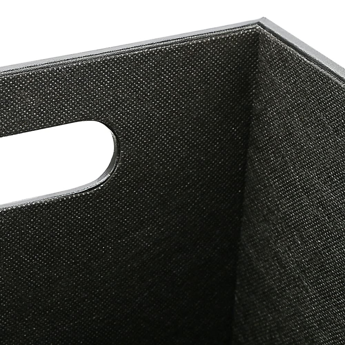 KINGFOM Classic Pu Leather Trash Can Wastebasket, Garbage Container Bin with Handles for Bathrooms, Powder Rooms, Kitchens, Home, Office and and High Class Hotel Square Black