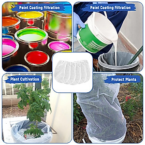Paint Strainer Bag, 1 Gallon Paint Filter Strainer with Elastic Drawstring, Nylon Mesh Filter White Fine Mesh Bag for Paint Gardening, 10 Pack