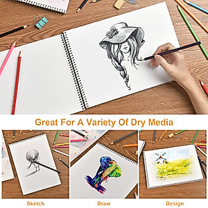 Sketch Book, 100 Pages (50 Sheets), Spiral Bound Artist Sketch Pad, Acid Free Drawing Paper for Drawing, Painting, Sketching or Doodling, Mermaid Cover for Girls