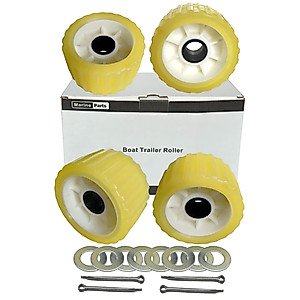 GHmarine 3" Width x 5" OD Boat Trailer Rollers Poly Ribbed Wobble Mounting Hole Diameter 1-1/8"