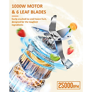 Smoothie Blender, 1000 W Upgraded Compact Personal Blender for Shakes and Smoothies, Juice, Frozen Drinks, Sauces & More, Smoothies Maker with 2 * 26 Oz To-Go Cups, 2*Spout-Lids