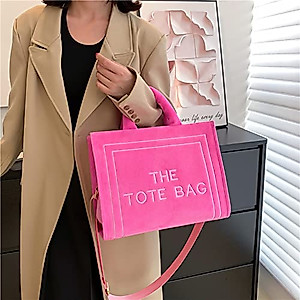 JQAliMOVV The Tote Bags for Women, Trendy Leather Tote Bags Large Top-Handle Crossbody Tote Bag Handbag for Travel Work (Pink)