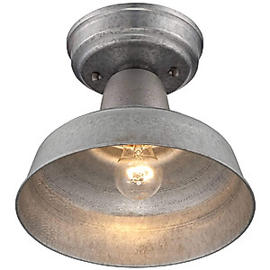 John Timberland Urban Barn Industrial Farmhouse Outdoor Ceiling Light Fixtures Set of 2 Galvanized Finish 8 3/4" for Exterior House Porch Patio Outside Deck Garage Front Door Garden Home Roof Gazebo