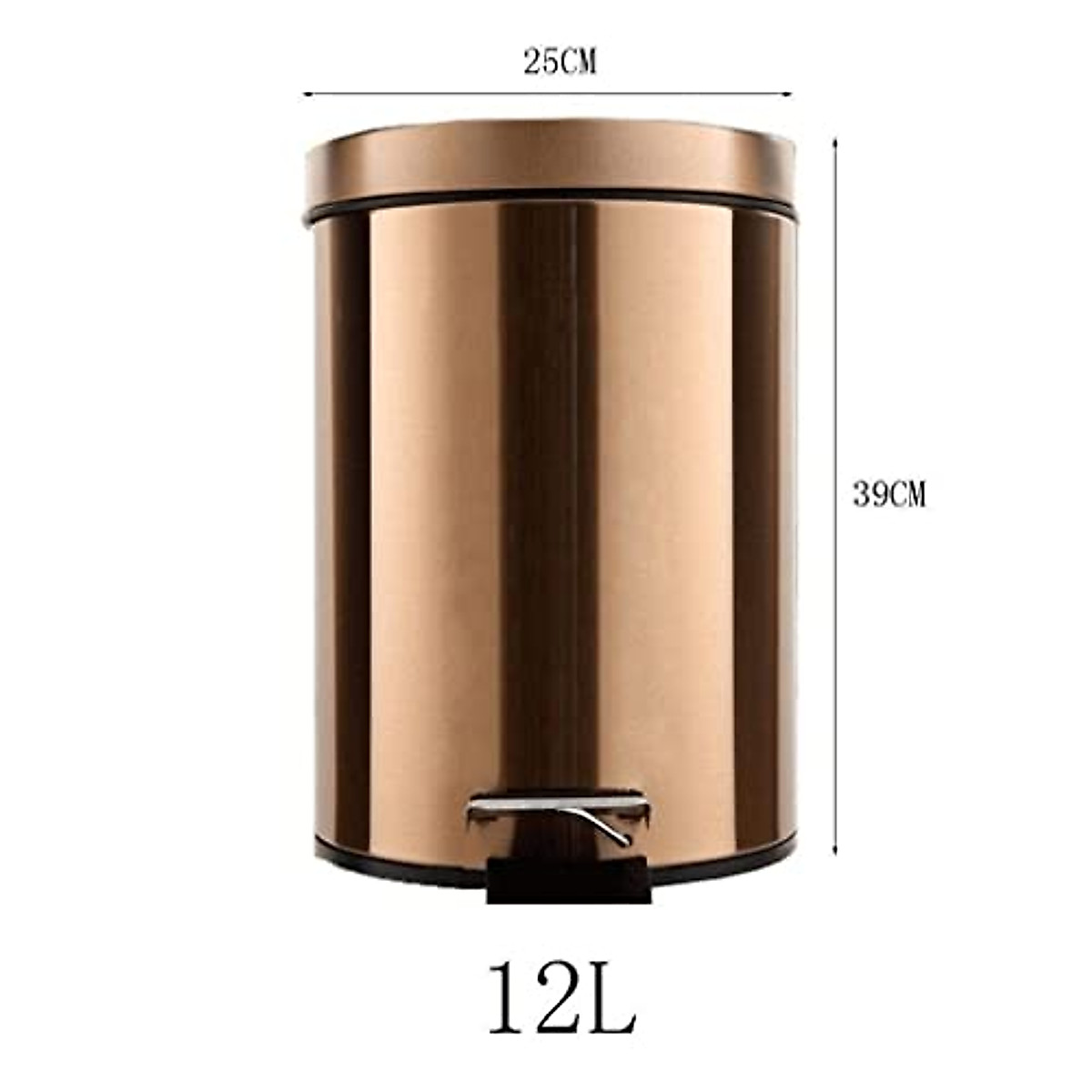 n/a Stainless Trash Can，Steel Rose Gold Metal Trash Garbage Container Bin for Bathrooms, Powder Rooms, Kitchens, Home Offices
