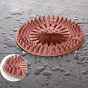 Shower Drain Hair Catcher, Durable Silicone Hair Stopper Easy to Install and Clean for Bathroom Bathtub and Kitchen Pink, 13*13*1cm, AZ-P071-US1189777GJIPBBE