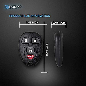 ECCPP 1x Key Fob Shell Case Keyless Entry Remote Control Car Replacement fit for 07 08 09 10 11 12 13 14 15 16 for Buick for GMC for Cadillac for Chevy for Saturn for Pontiac Series OUC60270