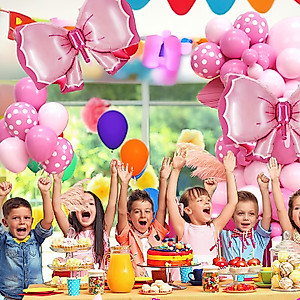 Pink Mouse Birthday Decorations, Pink Mouse Balloon Arch Garland Kit with Pink Bow Tie, Pink Hot Pink Polka Dots for Girls Mouse Theme Birthday Party Decorations Baby shower Wedding Party Supplies