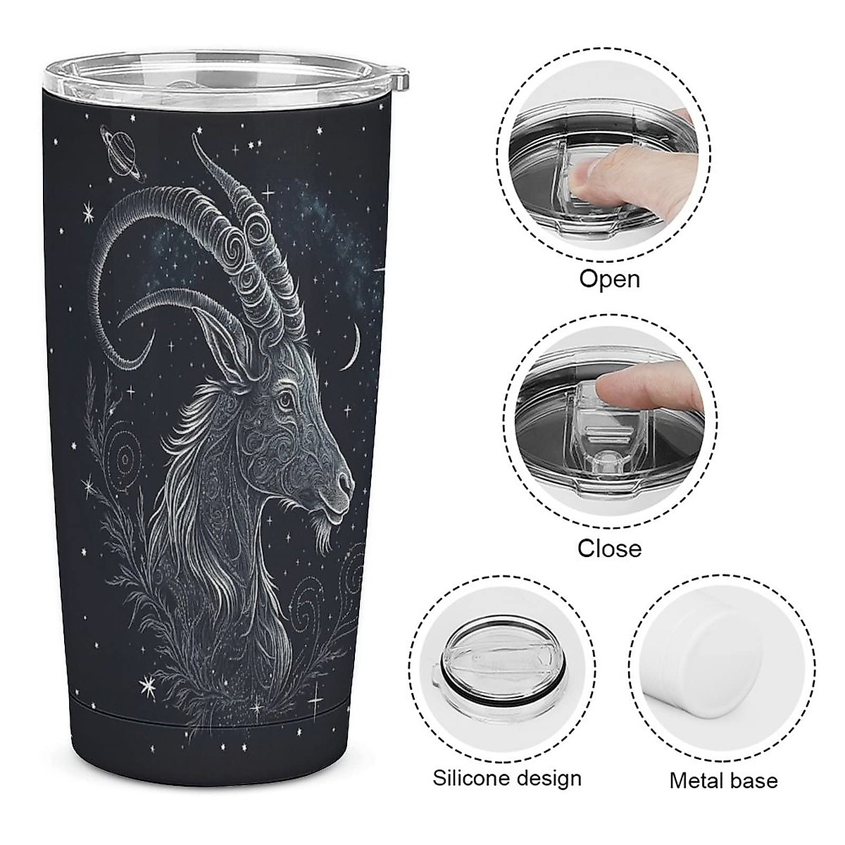 BEOIIBIRD Custom Aries Zodiac Tumbler Gifts, 20oz Glaze Stainless Steel with Lid and Straw Personalized with Text Bottles Insulated Coffee Mug, Beverage Cup for Teen Women Men Office Car Travel