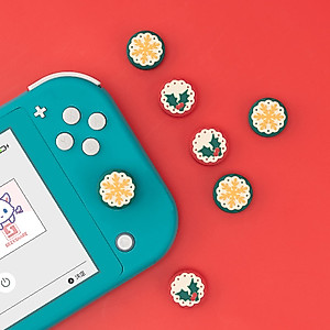 GeekShare Christmas Theme Thumb Grip Caps,Compatible with Nintendo Switch/OLED & Switch Lite,Soft Silicone Joystick Cover-4PCS
