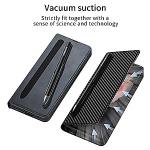 EAXER Compatible with Samsung Galaxy Z Fold 4 5G Case, Leather Wallet Card Case S Pen Holder Cover Luxury Leather Card Holder Kickstand Case Cover (Gray)