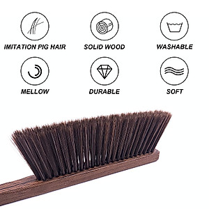Hand Broom Cleaning Brushes-Soft Bristles Dusting Brush for Cleaning Car/Bed/Couch/Draft/Garden/Furniture/Clothes,Wooden Handle