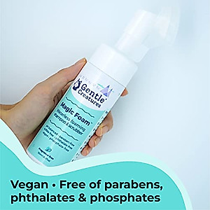 GENTLE CREATURES Magic Foam - Sulfate-Free, Waterless Shampoo Paw Cleaner for Dogs, Cats, Pets - Dry Shampoo, Foot Cleaner Brush - with Orange, Odor Control Wash - Good for Puppy, Sensitive Skin