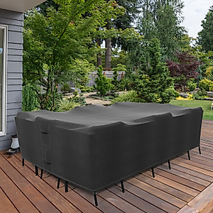 KHOMO GEAR - Patio Table & Chair Set Cover - Durable and Water Resistant Outdoor Furniture Cover (108”L x 82”W x 25”H)