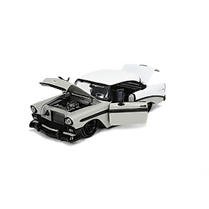 Jada Toys Bigtime Muscle 1:24 1956 Chevy Bel Air Die-cast Grey White, Toys for Kids and Adults