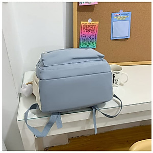 KOWVOWZ Backpack kawaii aesthetic cute back to school bag girls boys middle school student large capacity junior high schoolbag (Blue)