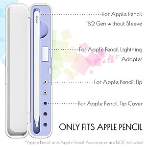 Meowster Storage Box with Lid for Apple Pencil 2nd Gen and 1st Generation - Pen Protective Carrying Case for iPad Pencil - Holder Accessories - Shock-Absorption (Purple)