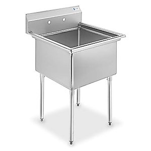 GRIDMANN 30" Wide Stainless Steel Kitchen Prep & Utility Sink, 1 Compartment NSF Commercial Sink with 24" x 24" Bowl for Restaurant, Laundry, Garage
