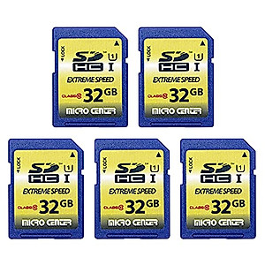 32GB Class 10 SDHC Flash Memory Card Full Size SD Card USH-I U1 Trail Camera Memory Card by Micro Center (5 Pack)