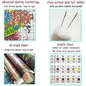 Joy Sunday Cross Stitch Kits Stamped Full Range of Embroidery Starter Kits for Beginners DIY 14CT 2 Strands -Wolf(Printed) 18.5×21.7 inch