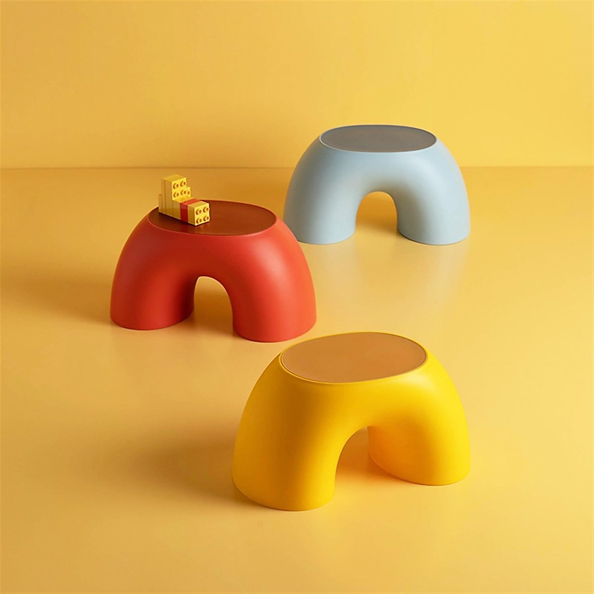 GeRRiT Rainbow Stool,Simple Small Bench,Home Sleek and Comfortable Stool,Non-Slip and Durable Shoe Changing Stool (Color : Blue, Size : 7.5x14x7.2inch)