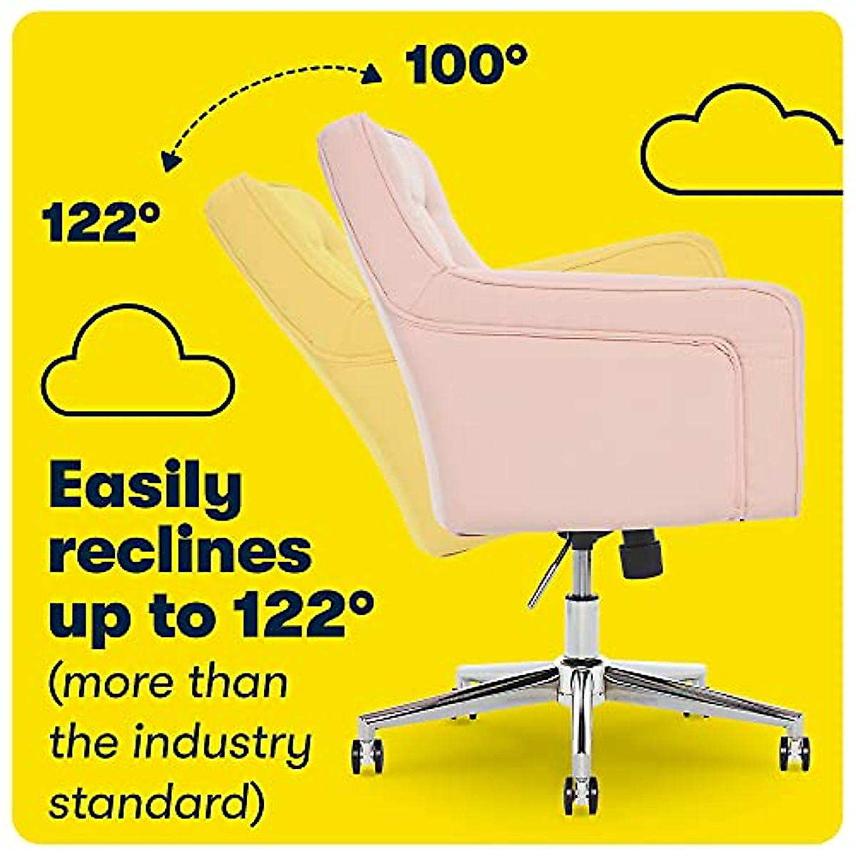 Serta Style Ashland Home Office Chair, Party Blush Pink Twill Fabric