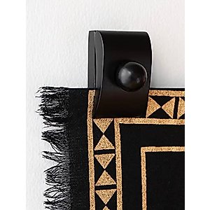 4 Quilt Hangers for Wall Display, Decorate with Your Blanket and Tapestry Hangers, Wooden Rug Hangers for Wall Hangings (Black, 4 Clips with Hardware)
