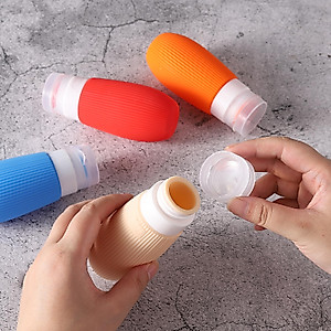 DEPOZA 3.4oz TSA-Approved Squeezable Silicone Travel Bottles - Leak-Proof, BPA-Free Containers for Shampoo, Conditioner, Lotion (4-Pack/Colorful)