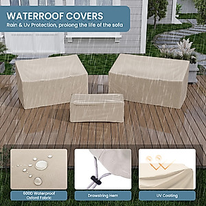 Amopatio Patio Furniture Set, Outdoor Furniture Set with Swivel Chair, 5 Pieces Patio Conversation Sets with 5.75" Extra Thick Cushion Include Waterproof Covers for Poolside Deck, Grey