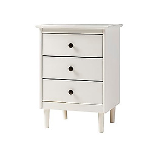 Walker Edison Traditional Wood 3 Drawer Nightstand Side Table Bedroom Storage Drawer and Shelf Bedside End Table, 18 Inch, White