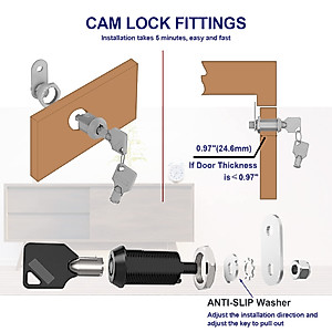 Jayseon 6 Pack RV Storage Locks, 1-1/8" Cabinet Locks with Keys, RV Cam Lock Keyed Alike RV Locks for Storage Door, Zinc Alloy