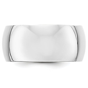 Solid 10k White Gold 10 mm Half Round Wedding Band Ring Size 7.5