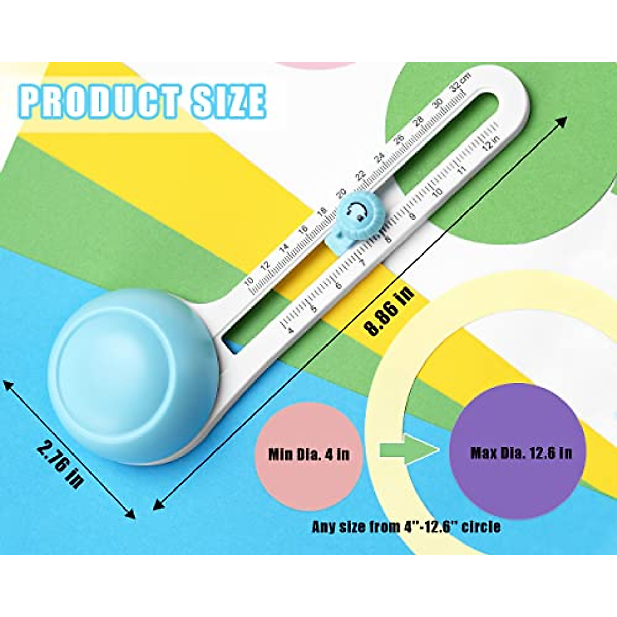 MyLifeUNIT Circle Cutter, Circular Rotary Cutter for Paper Crafts Scrapbooking (Included 6 Blades)