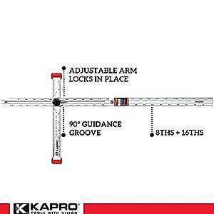 Kapro - 317 Adjustable Drywall T-Square Tool - Aluminum - for Layout and Marking - Features Sliding Head and Dual Directional Printed Scale - 48 Inch