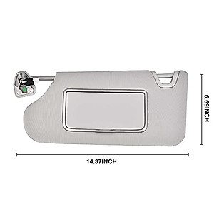 Nakuuly Left Driver Side Sun Visor Gray with Light, Without Sunroof Compatible with Nissan Altima 2013 2014 2015 2016 2017 2018 Replaces # 96401-3TA2A