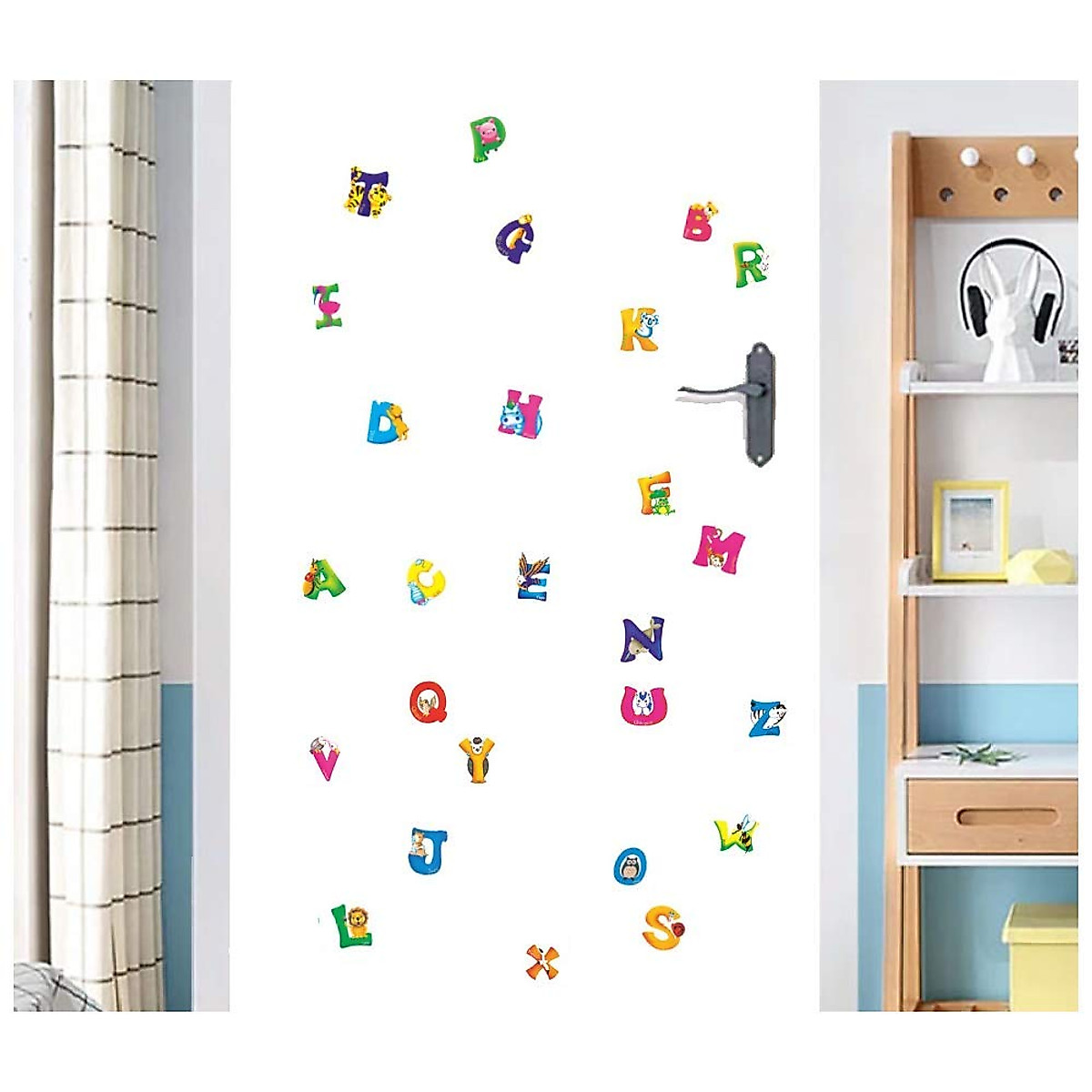 Adam Victor Removable Fun Educational Alphabet Wall Decals Kids Room Decorations Art Décor Stickers Nursery DIY PVC Decal Bathroom Sticker