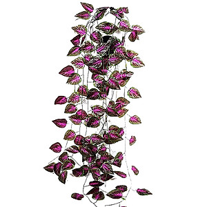 Heave Artificial Ivy Plants Vine Hanging Garland Decorative Wall Hanging Fake Ivy Leaves Artificial Plants for Indoor Outside Home Garden Party Decor Purple