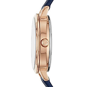 Kate Spade New York Women's Metro Quartz Metal and Leather Three-Hand Watch, Color: Rose Gold, Navy (Model: KSW9004)