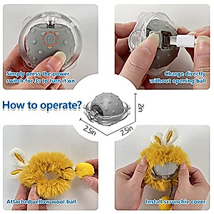 Sofolor Motion Activate Interactive Cat Toys - Automatic Moving Ball Toys for Indoor Cats, Self Rotating Ball with Lights, Electric Cat Mice Toys, USB Rechargeable,Auto On/Off