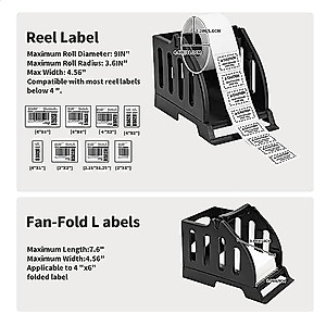 GUERMOK Thermal Label Holder for Rolls & Fan-Fold, Fragile Shipping Label, Label Stand Desktop Printer Holder-Home Office Accessory-Sticker Dispenser for Holographic Vinyl (Black), 9 inches