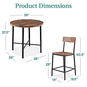 Best Choice Products 5-Piece Modern Round Counter Height Dining Set for Home Kitchen, Dining Room w/ 4 Chairs, 1.5in Thick Table - Brown